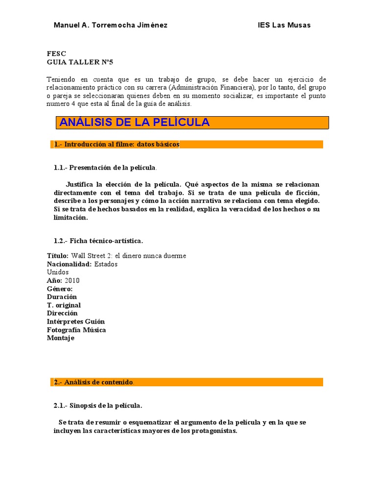 Guía para Analizar una Película | PDF