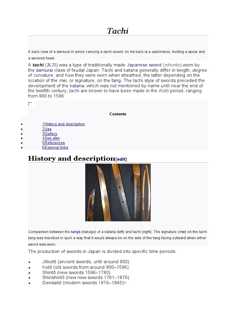 Tachi: History and Description | PDF | Tools | Japan
