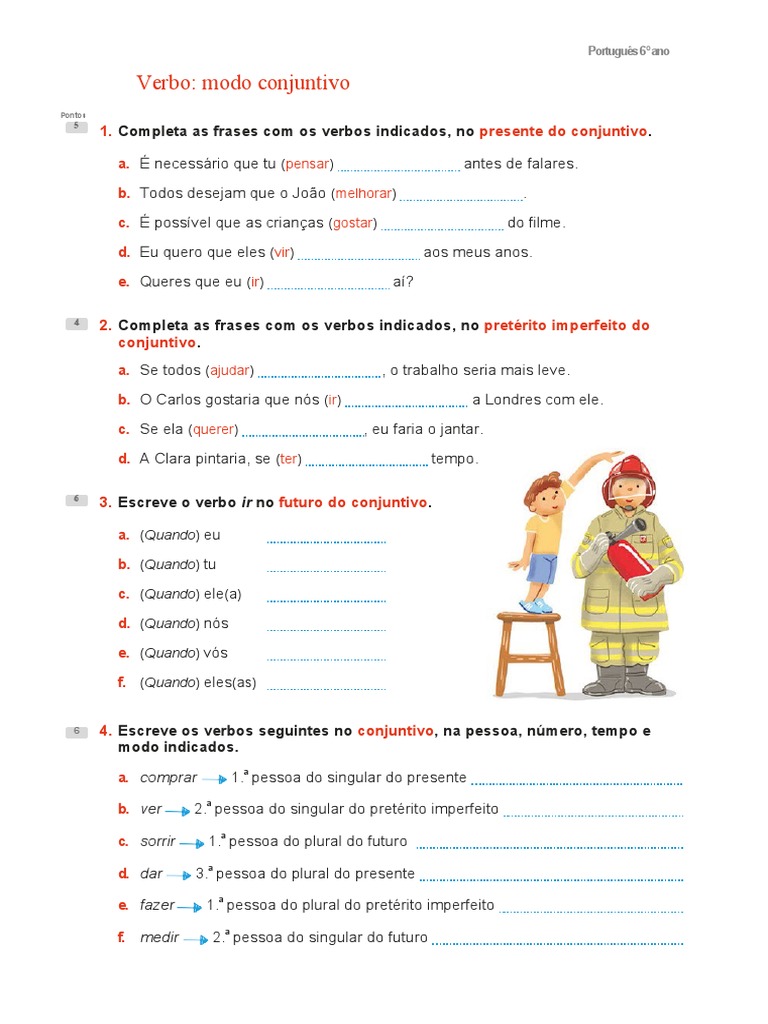 Exercícios de Modo Conjuntivo 6º Ano | PDF