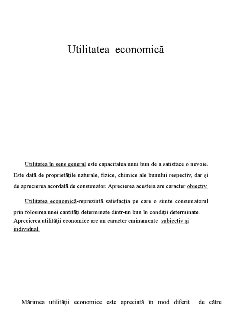 Utilitatea Economică | PDF