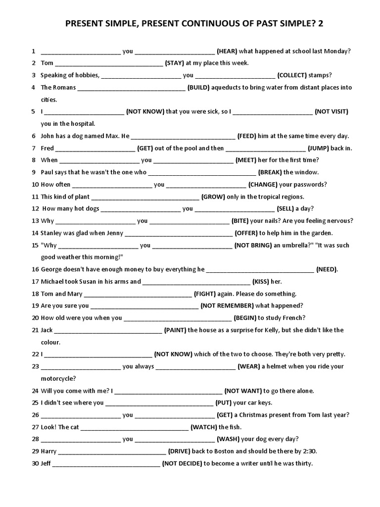 Present Simple, Present Continuous of Past Simple? 2 | PDF