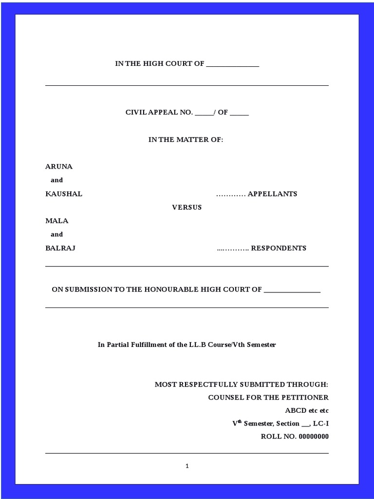Memorial Format PDF | PDF | Legal Guardian | Best Interests