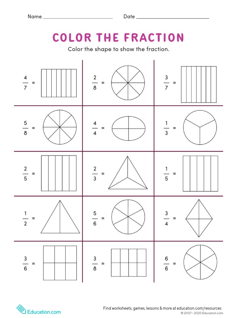 Fraction Fundamentals Color Fraction | PDF