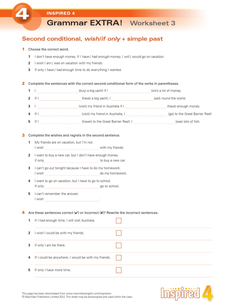 Grammar EXTRA!: Second Conditional, Wish/if Only + Simple Past | PDF