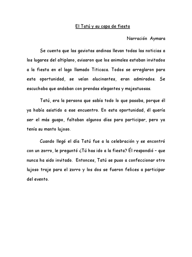 El Tatú y Su Capa de Fiesta | PDF