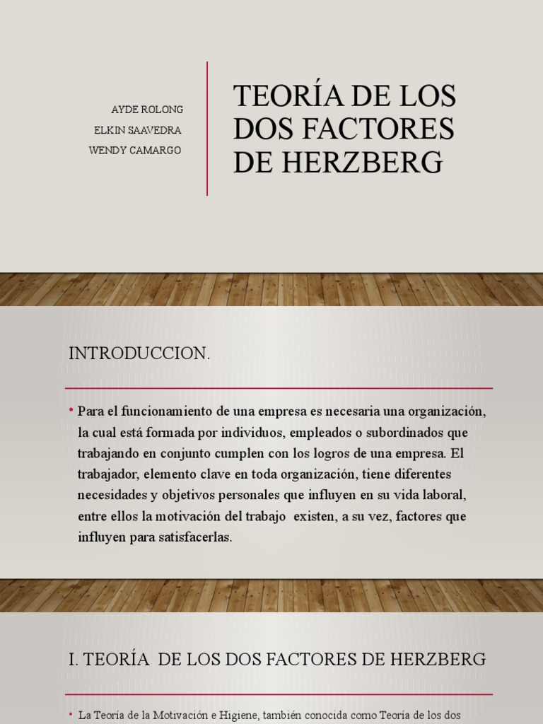 Teoria de Los Dos Factores de Herzberg | PDF | Motivación | Motivacional