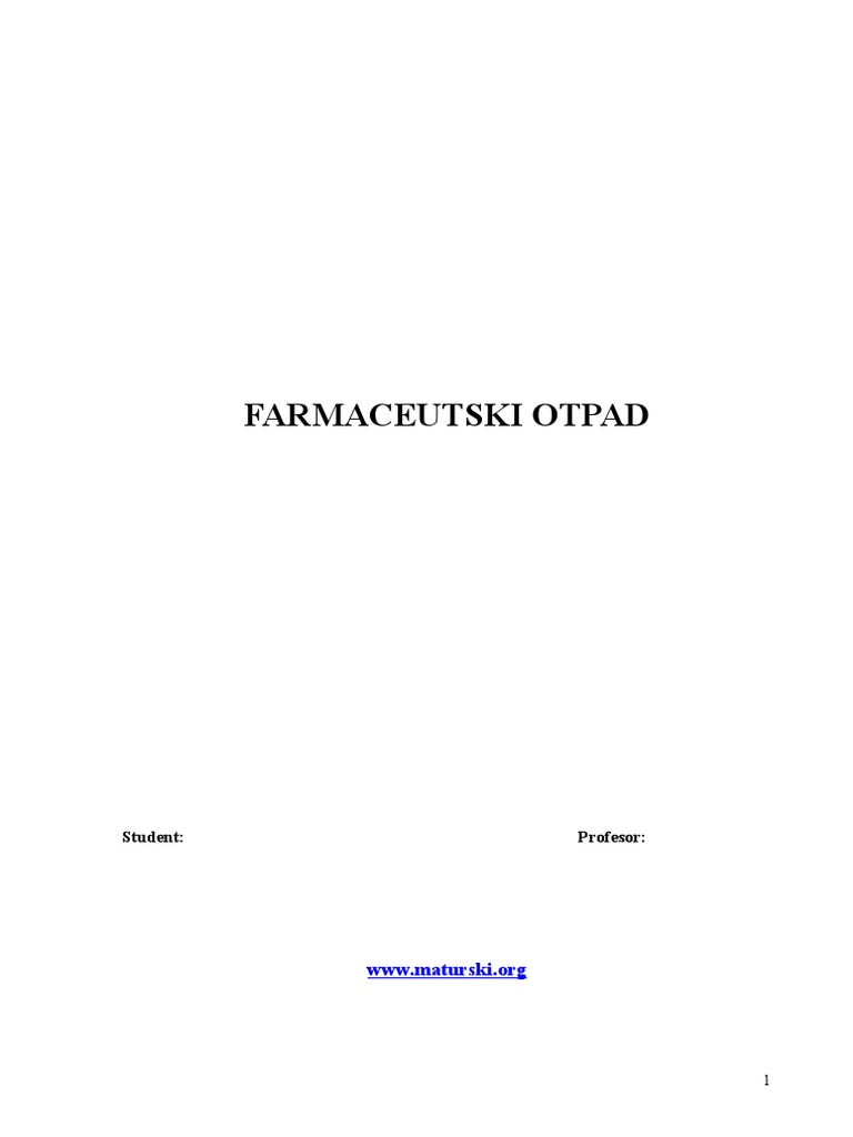 Farmaceutski Otpad | PDF