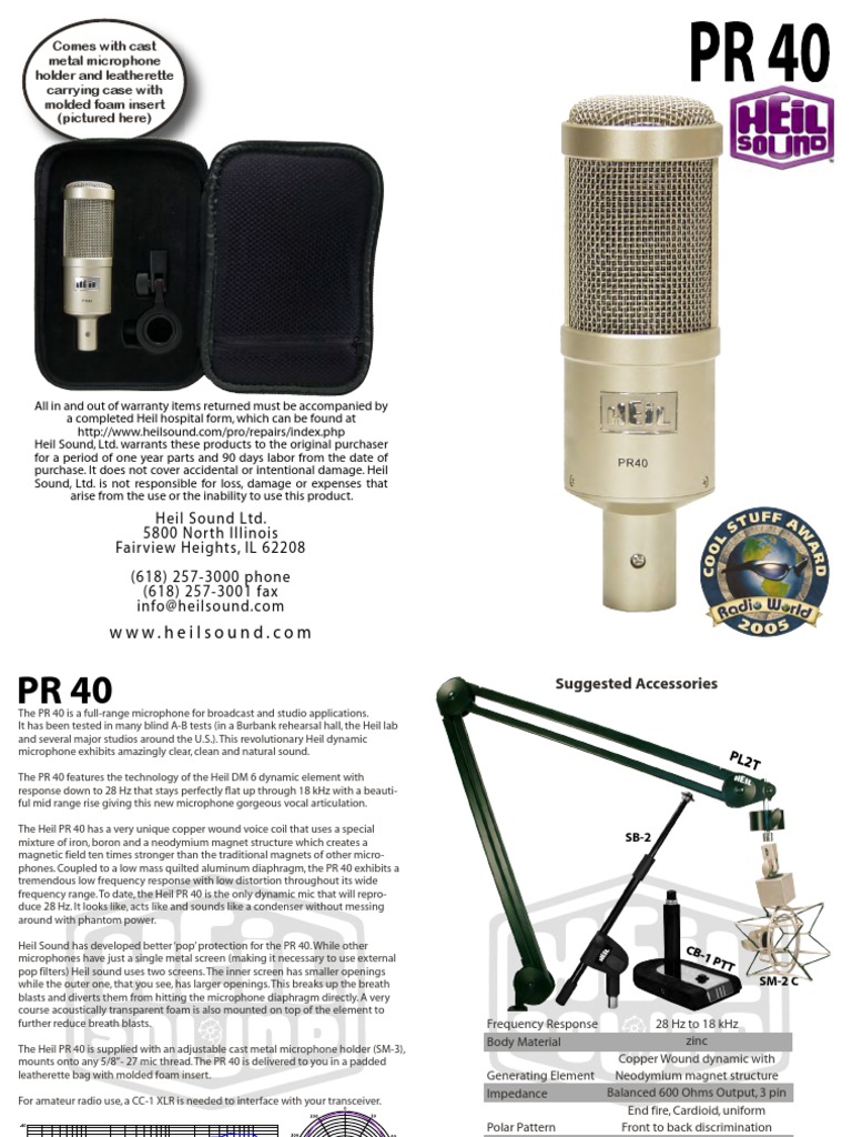 Heil PR-40 PDF | PDF | Microphone | Sound Recording