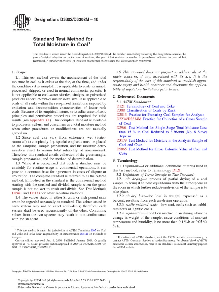 Astm D 3302 - 10 | PDF | Humidity | Atmosphere Of Earth