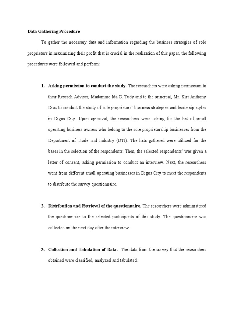 Sample Data Gathering Procedure | PDF