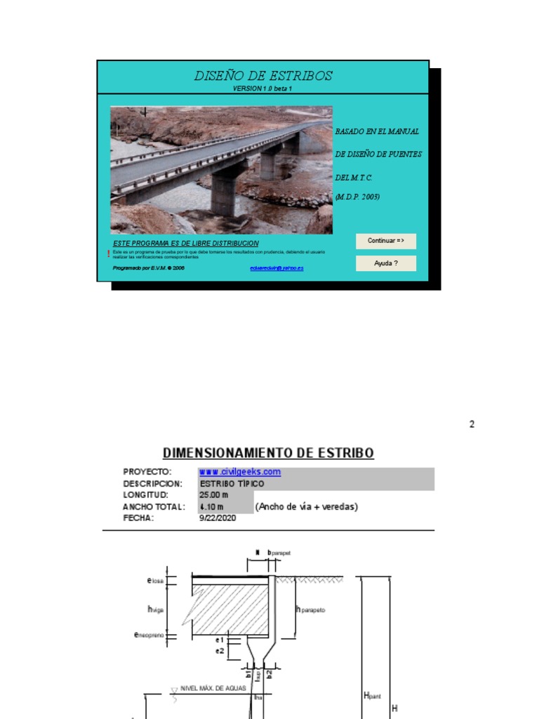 Diseño de Estribo DE PUENTES | PDF | Ingeniería estructural | Transporte