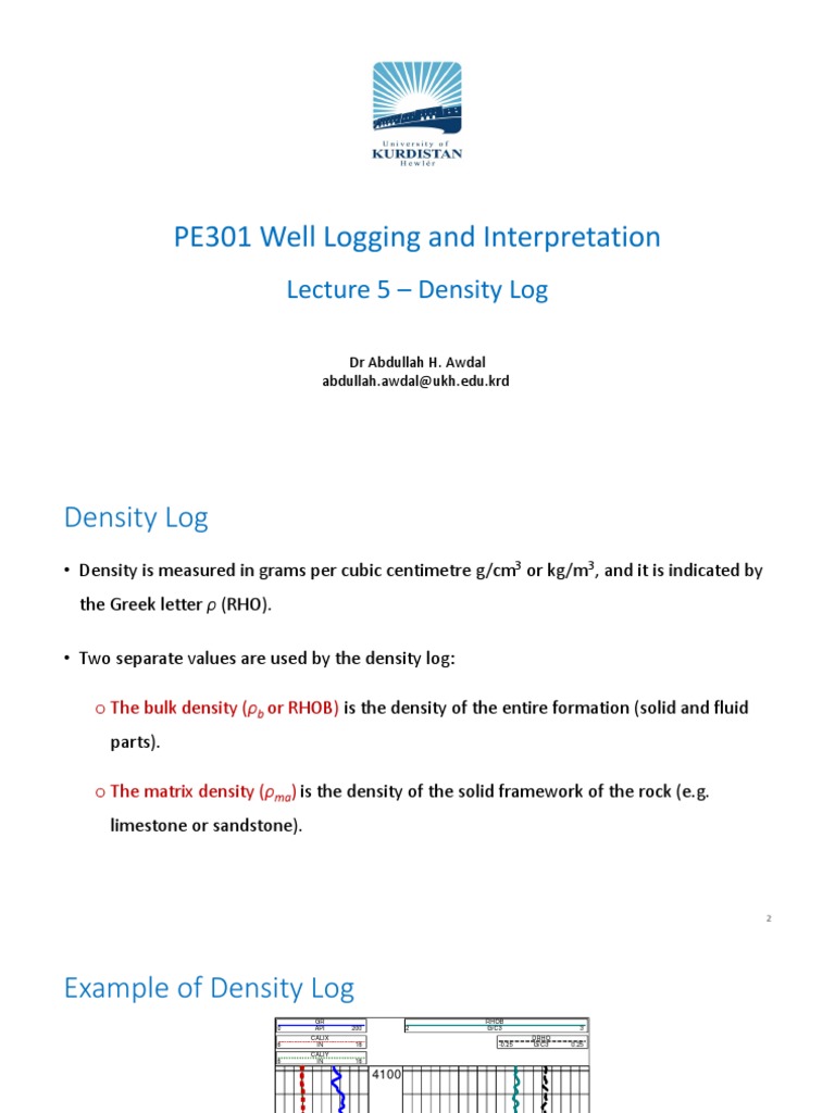PE301 Well Logging and Interpretation: Lecture 5 - Density Log | PDF ...