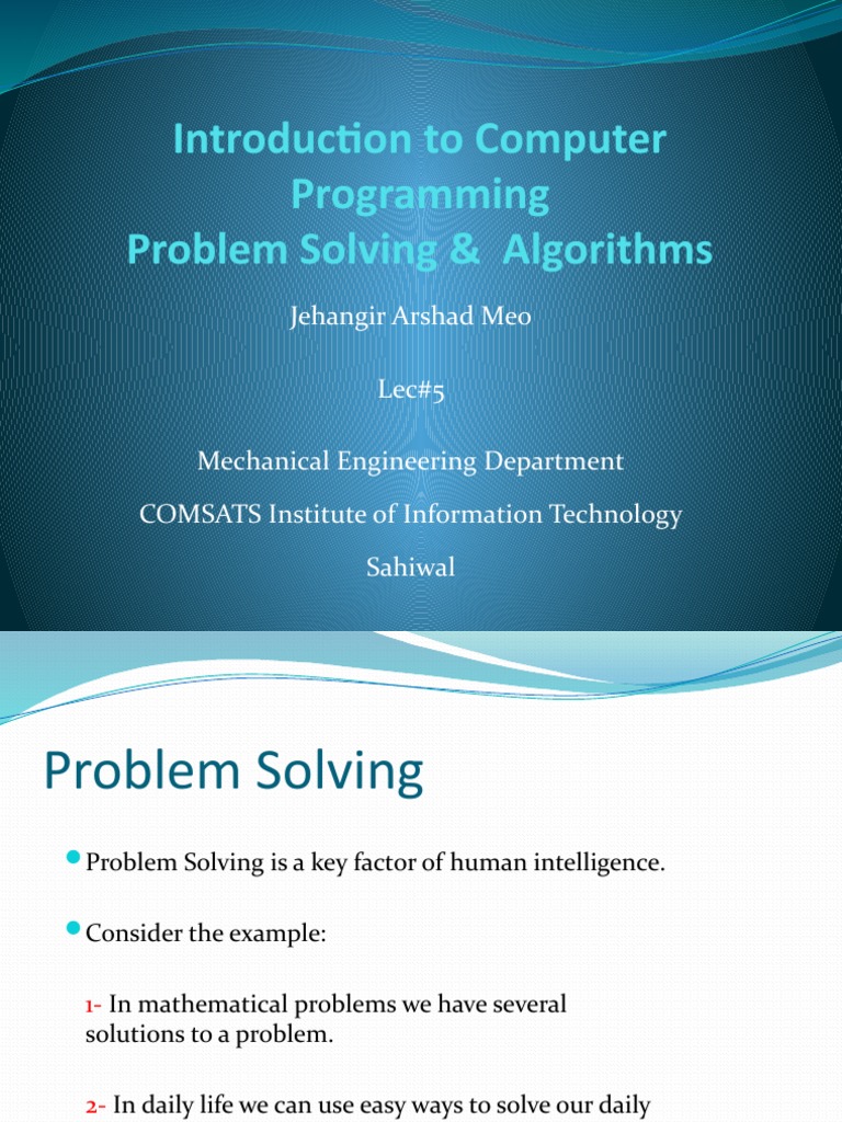 Introduction To Computer Programming Problem Solving And Algorithms Pdf Computer Programming 6896