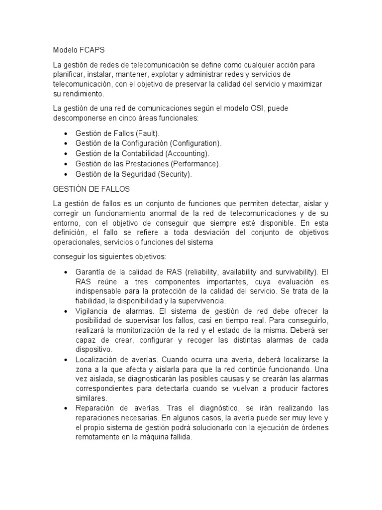 Modelo FCAPS | PDF | Calidad (comercial) | Informática
