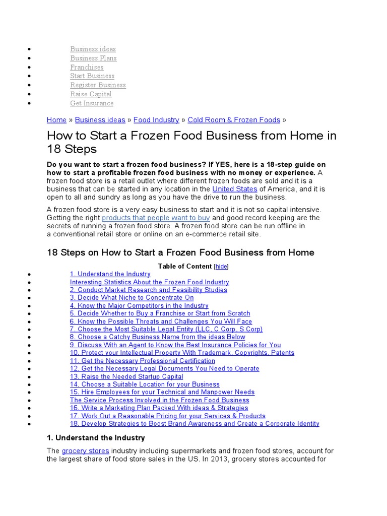 Frozen Food Business Plan | PDF | Grocery Store | Retail