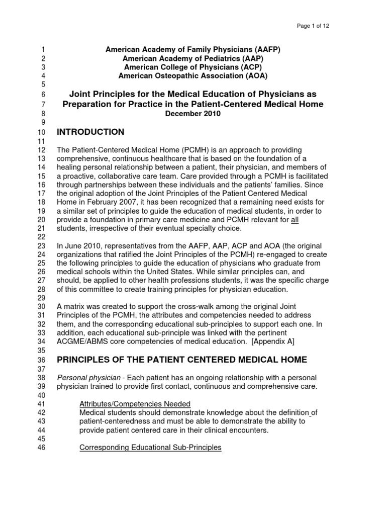 PCMH Educ Joint Principles 120710 | PDF | Evidence Based Medicine ...