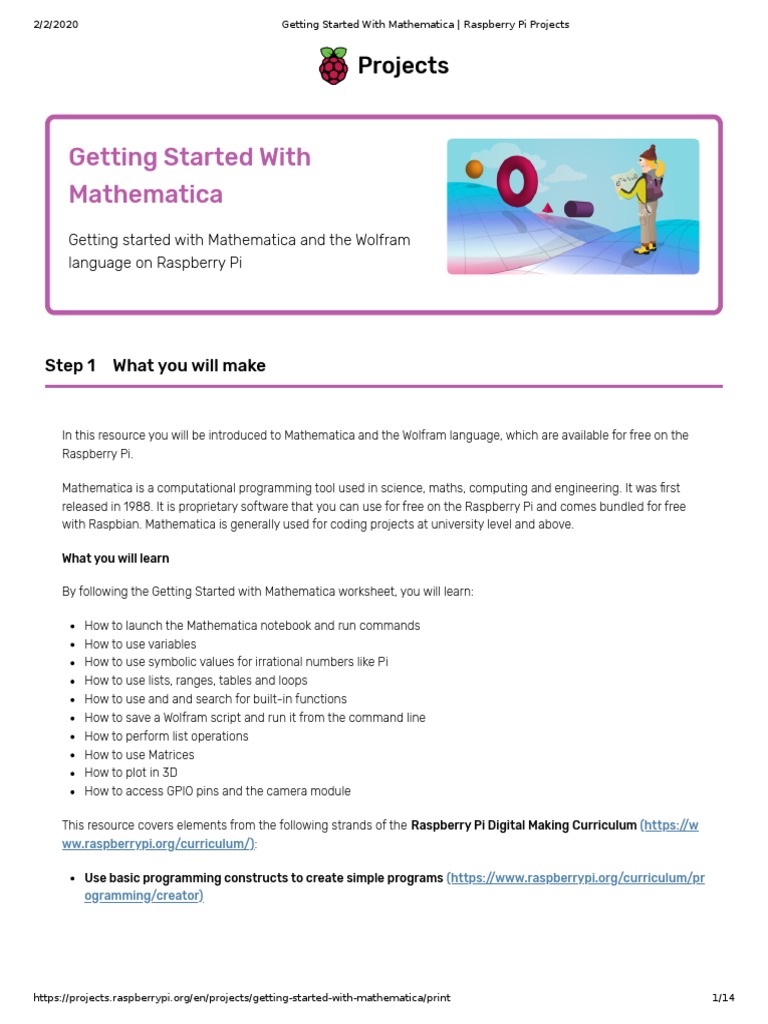 Getting Started With Mathematica Raspberry Pi Projects Pdf Pi 0591