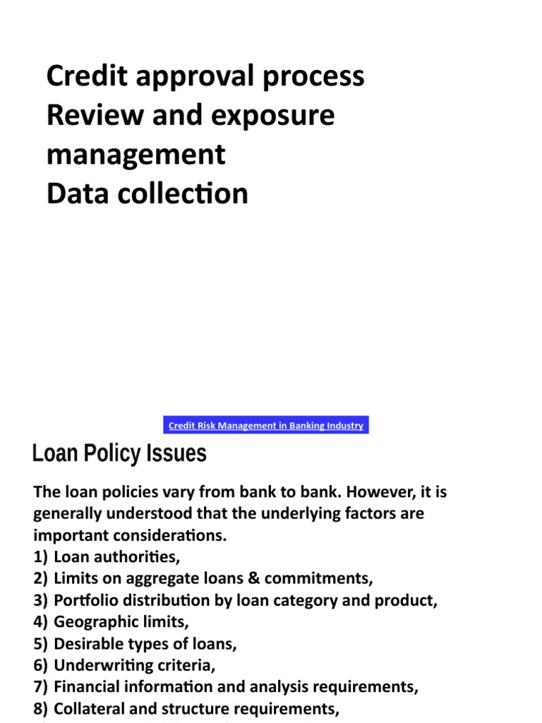 Credit Approval Process Review and Exposure Management Data Collection ...
