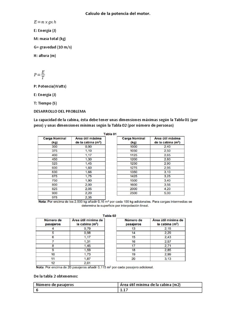 Calculo de La Potencia Del Motor Del Ascensor | PDF