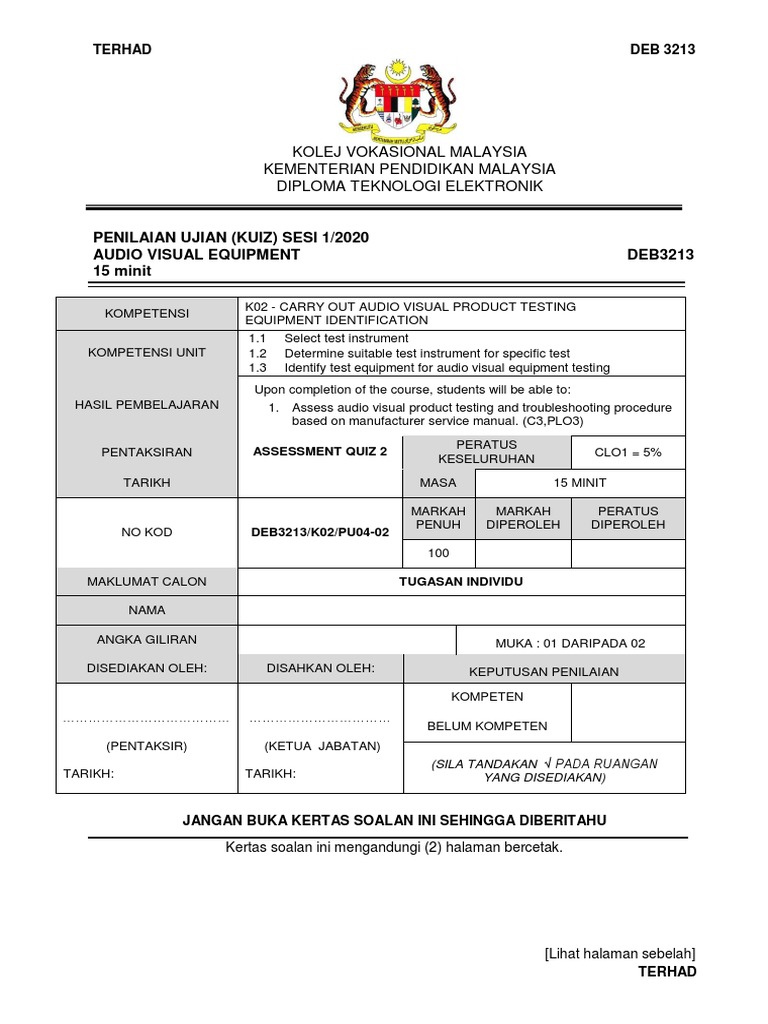 Deb 3213 (Kuiz K02) | PDF
