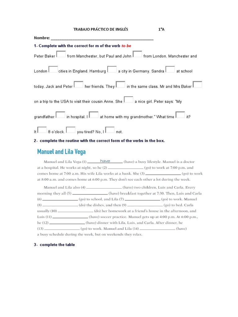Trabajo Práctico de Inglés 1°A Nombre | PDF