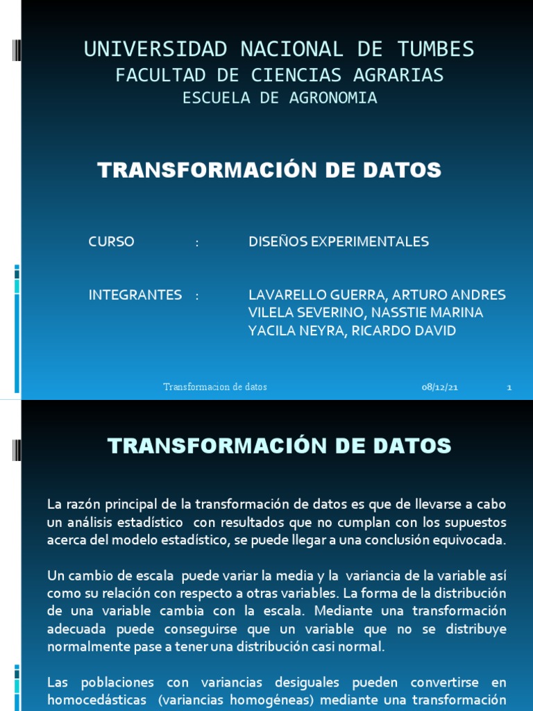 Transformacion de Datos | PDF | Datos | Teoría estadística