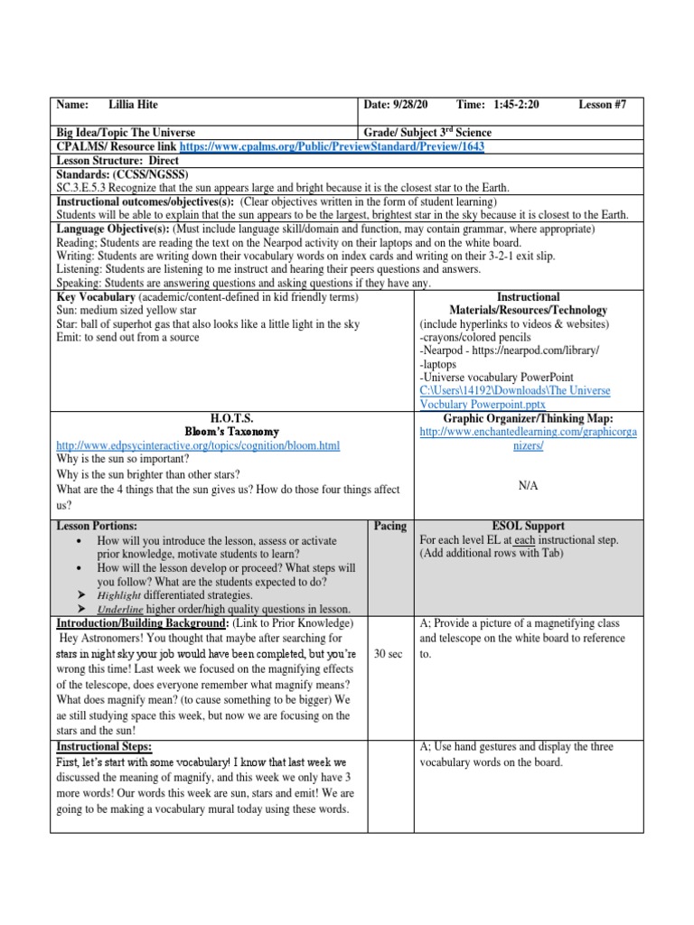 Lesson 7 Hots | PDF | Vocabulary | Classroom Management