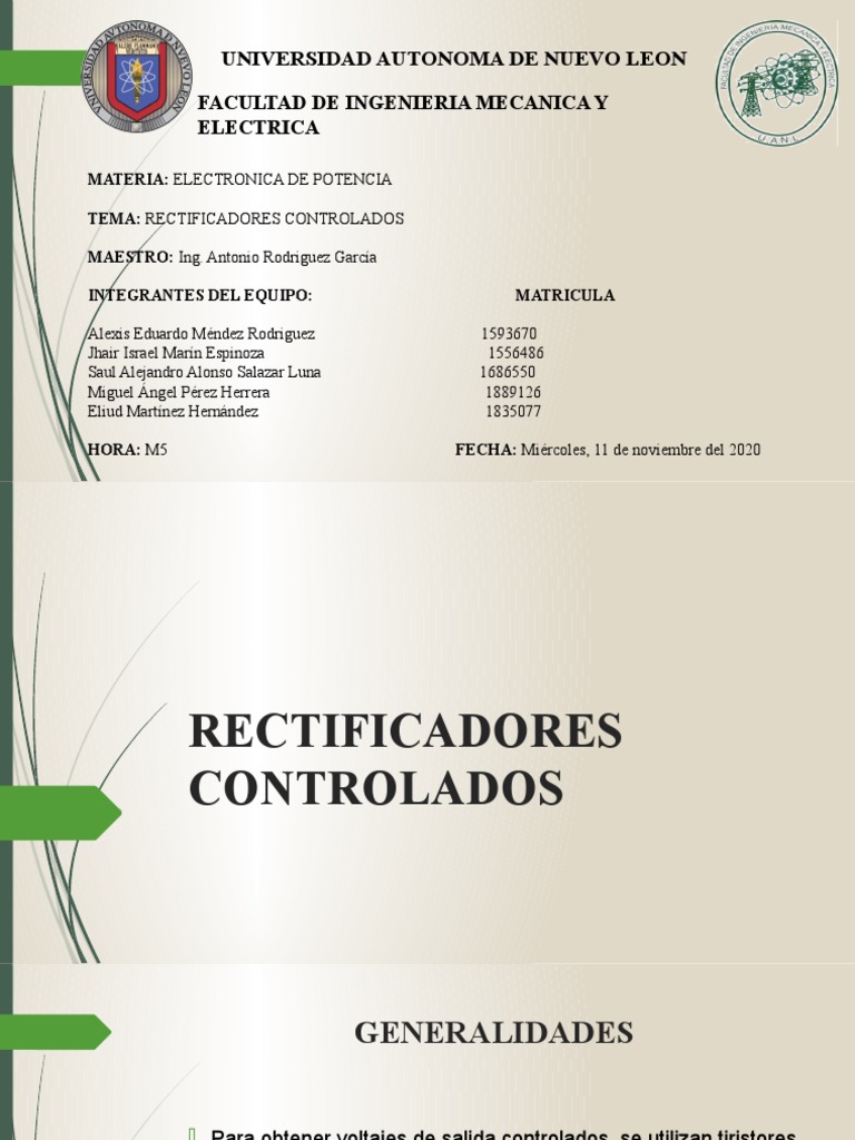 Capitulo 10-Rectificadores Controlados | PDF | Rectificador | Corriente eléctrica
