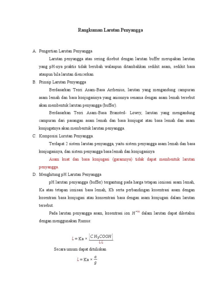 Rangkuman Larutan Penyangga | PDF