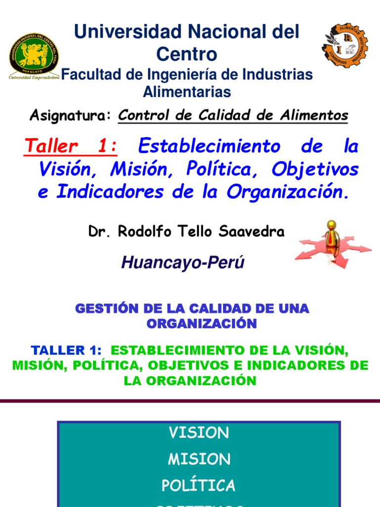 Taller 1-Vision-Mision Políticas 2020 PDF | PDF | Calidad (comercial ...