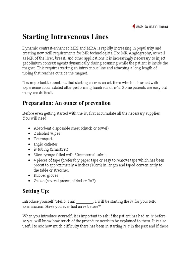 Starting Intravenous Lines | PDF | Intravenous Therapy | Catheter