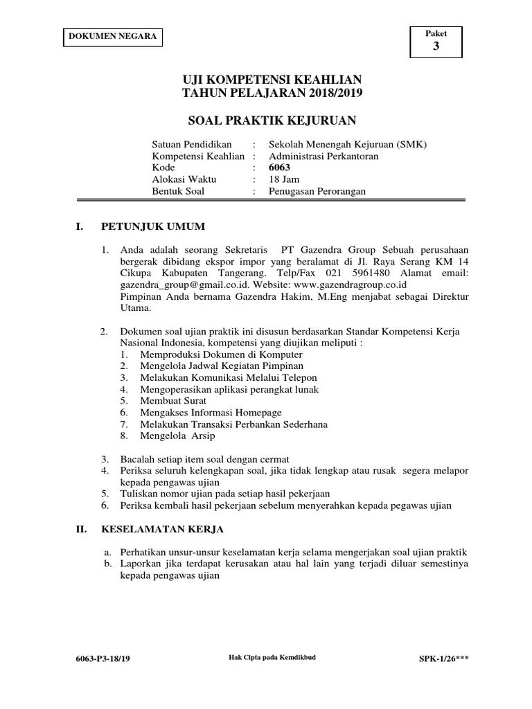 6063-P3 SOAL (FINAL) 31jan19 - TUT-MU | PDF