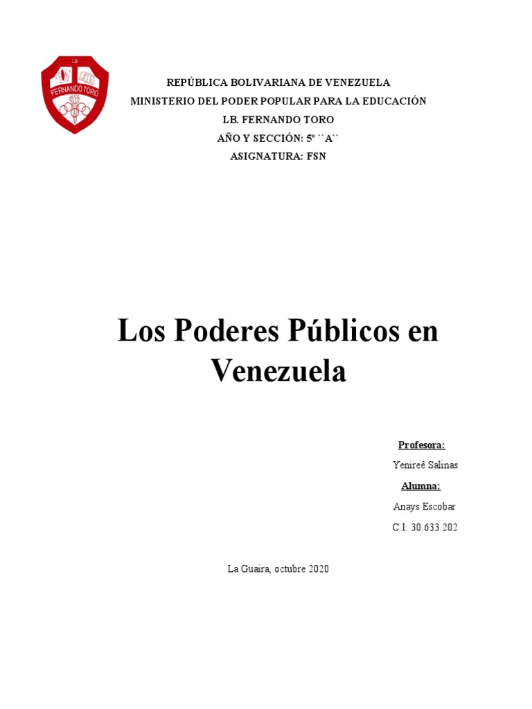Los Poderes Públicos en Venezuela | PDF | Estado (política) | Esfera ...