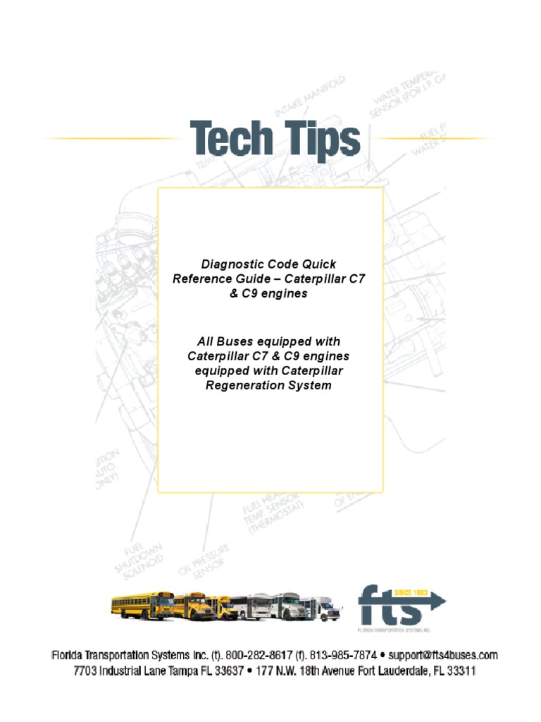 Diagnostic Code Quick Reference Guide - Caterpillar C7 & C9 Engines | PDF
