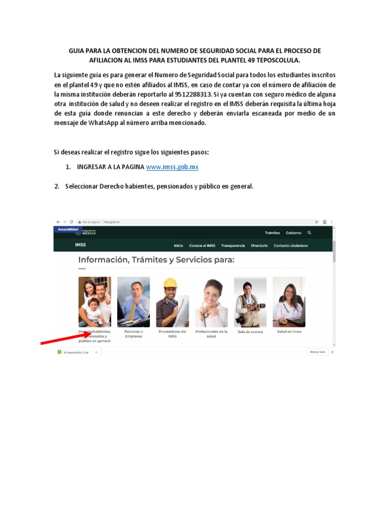 Guia para La Obtencion Del Numero de Seguridad Social para El Proceso ...
