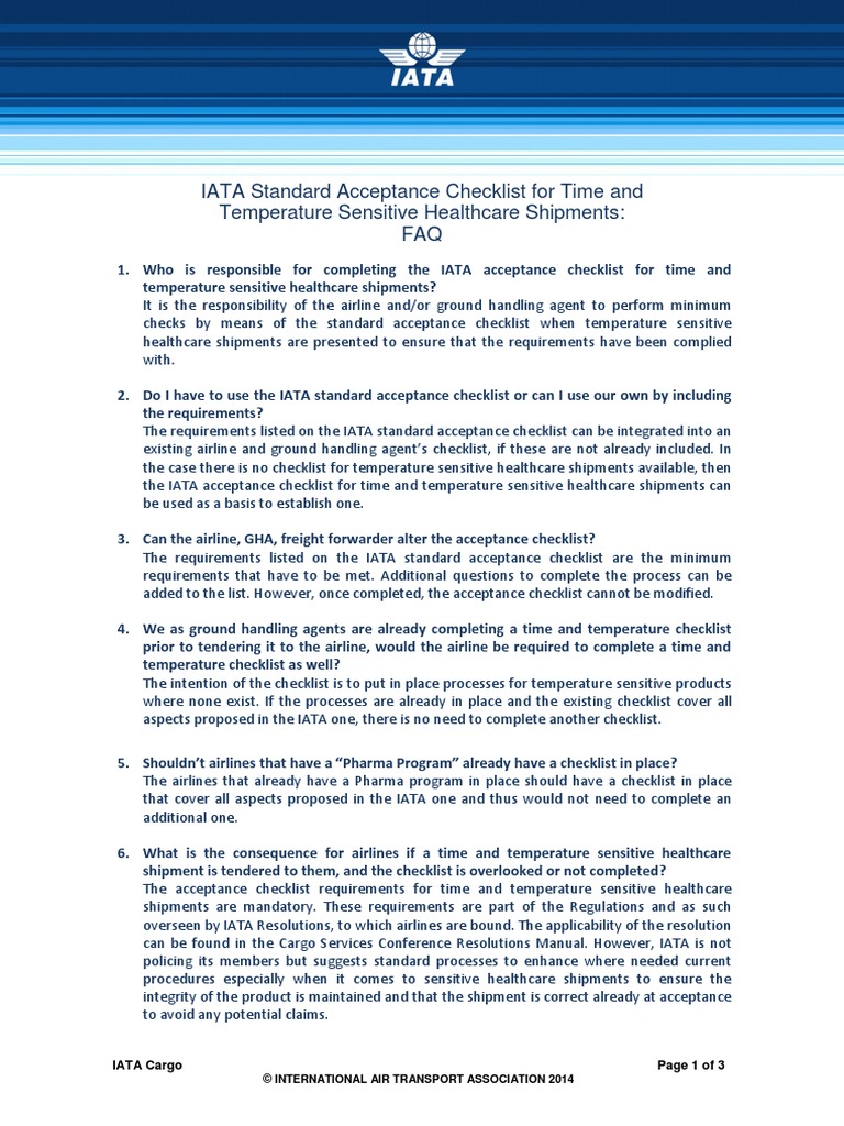 Faq Checklist Pharma 2014 en PDF | PDF | Cargo | Transport