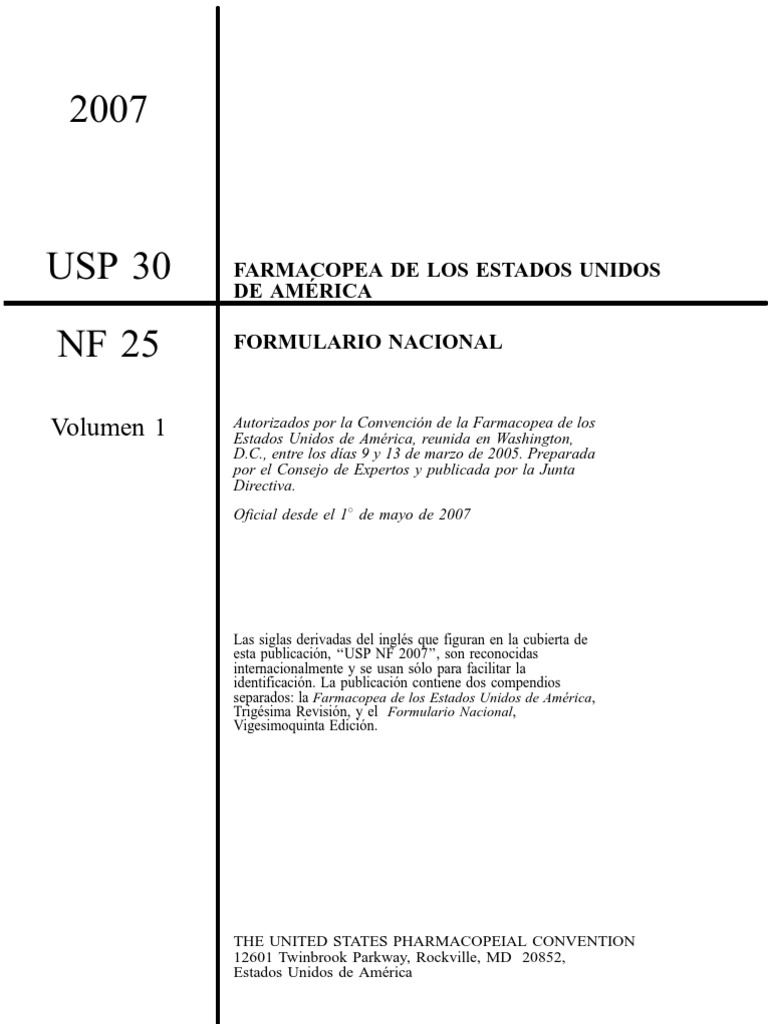 Usp 30 NF 25 PDF | PDF