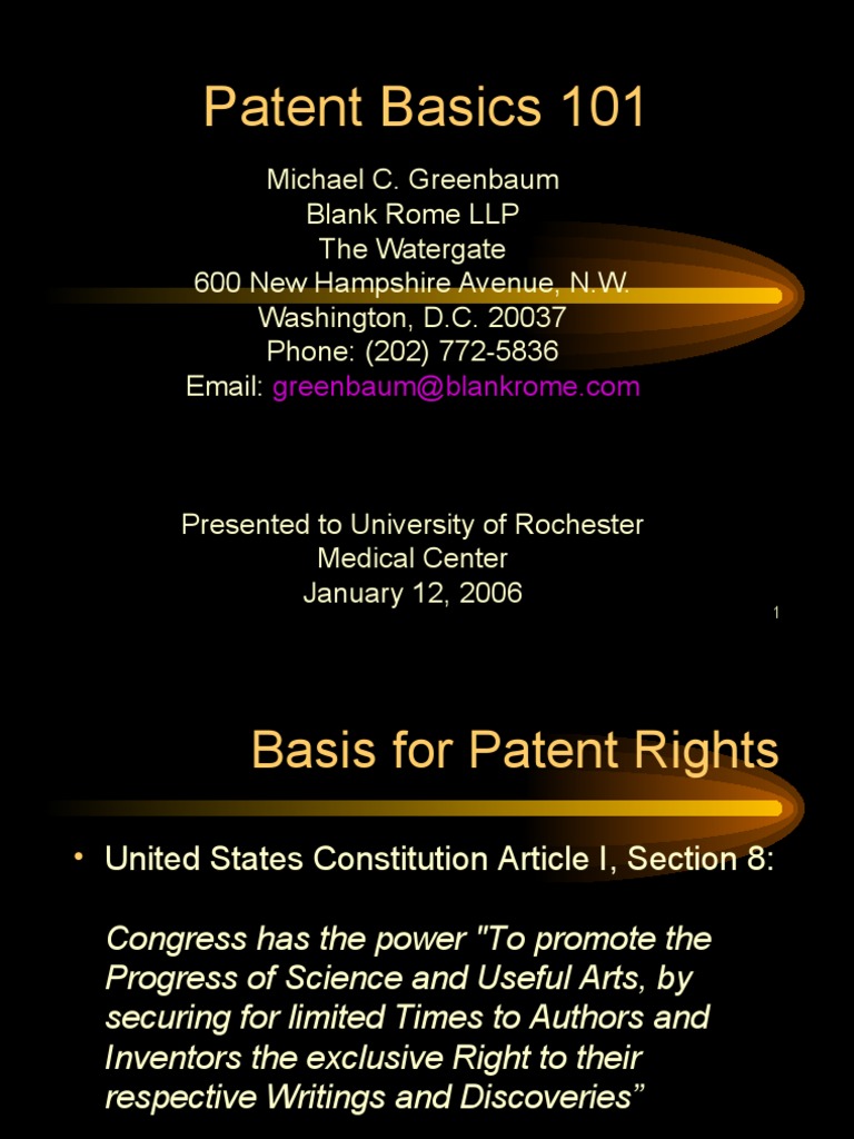 012-Patent Basics 101 | PDF | Patent | Patent Application