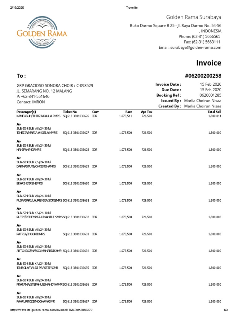 Invoice: Golden Rama Surabaya | PDF | Indonesian Rupiah | Payments