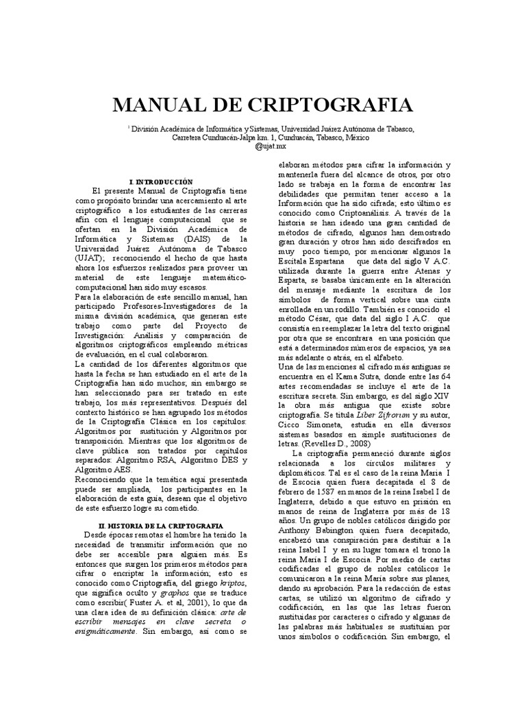 Manual de Criptografia | Descargar gratis PDF | Criptografía | Clave (criptografía)