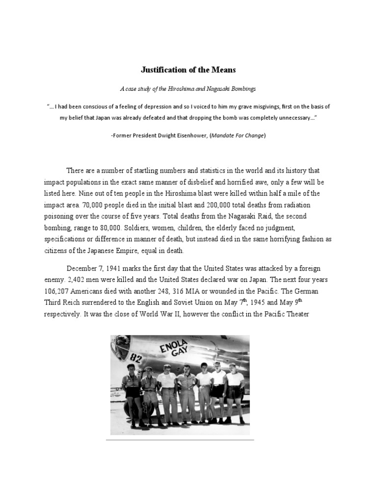 Justification of The Means: A Case Study of The Hiroshima and Nagasaki ...