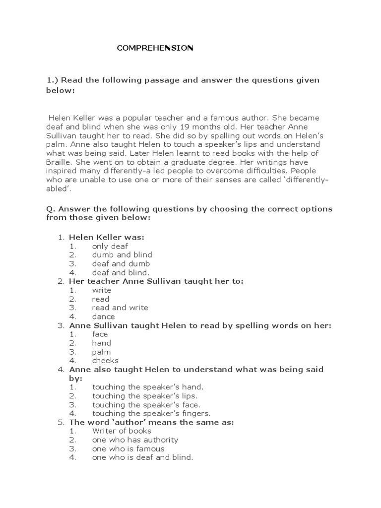 1.) Read The Following Passage and Answer The Questions Given Below ...