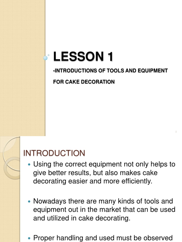 1.LESSON 1 (Tools and Equipment For Cake Decoration) | PDF | Icing ...