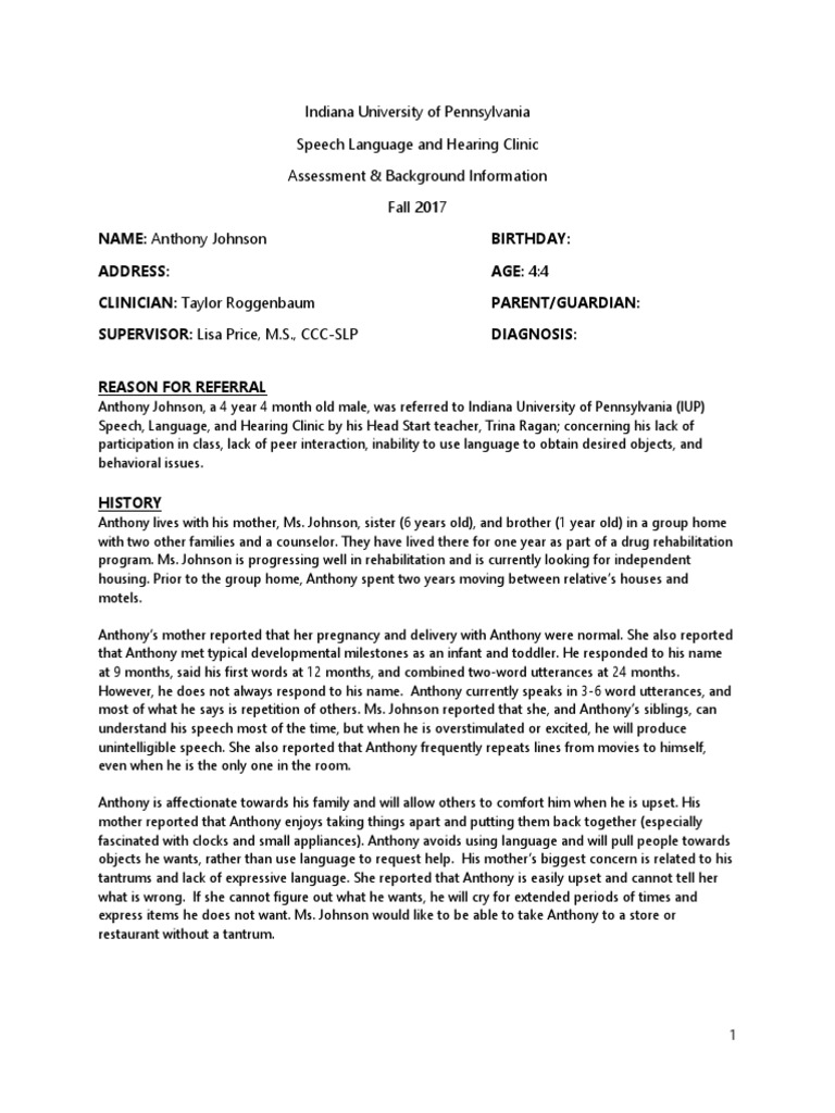 Assessment | PDF | Autism Spectrum | Linguistics