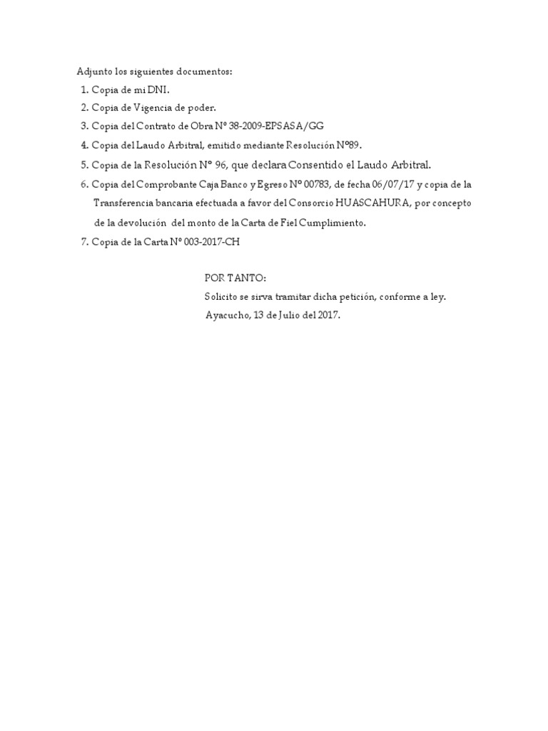 Adjunto Los Siguientes Documentos | PDF