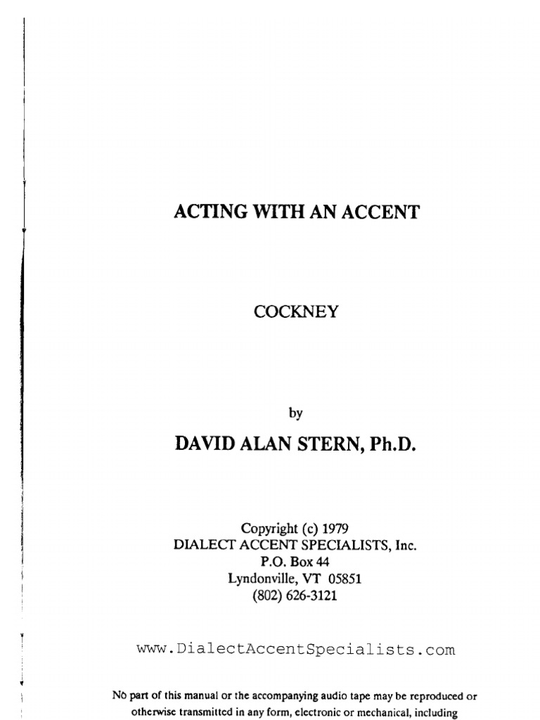 Acting With An Accent - Cockney - 16p | PDF
