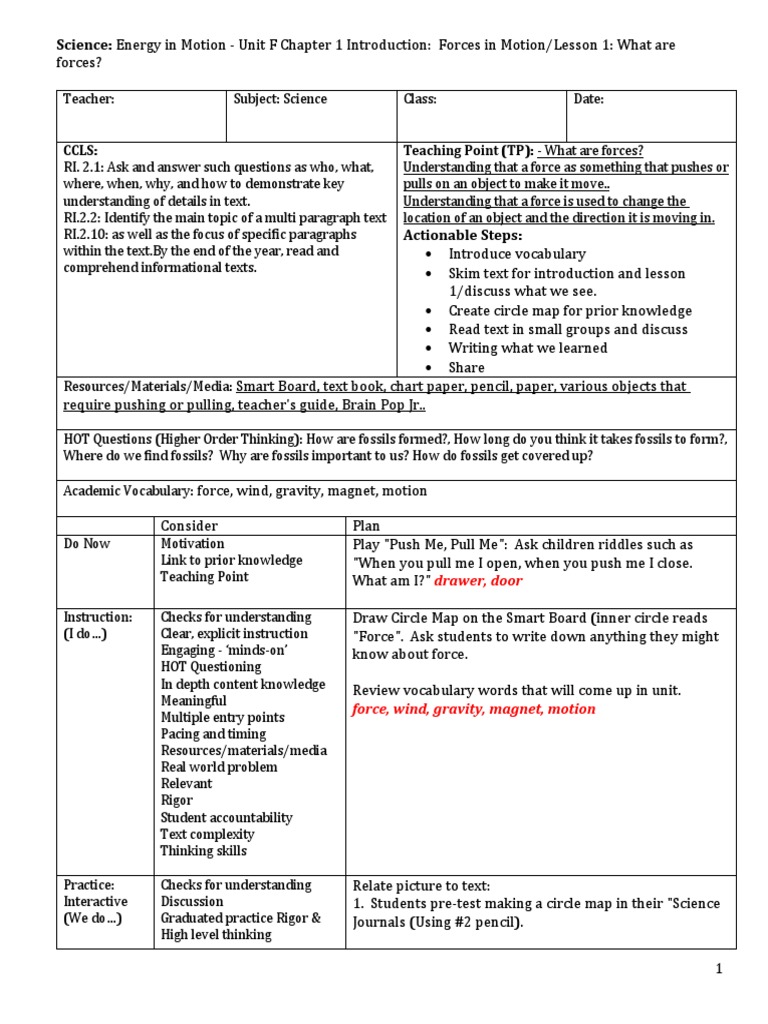 Science: Energy in Motion - Unit F Chapter 1 Introduction: Forces in ...