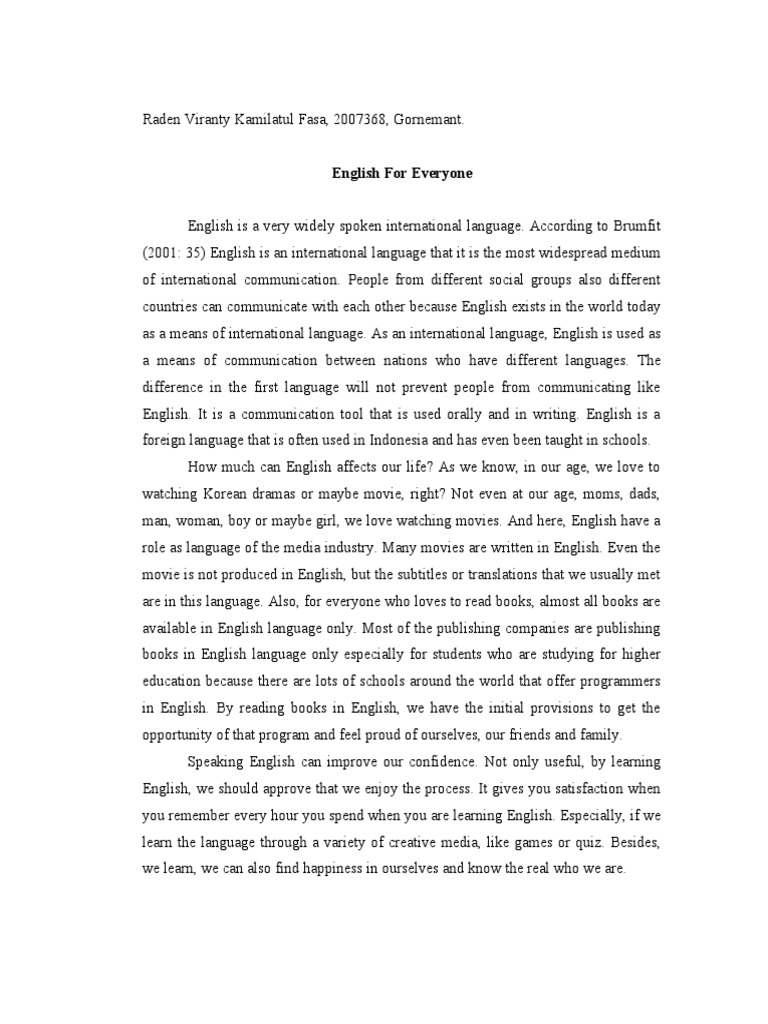 How English Affect Your Life Essay | Download Free PDF | English Language | Behavior Modification