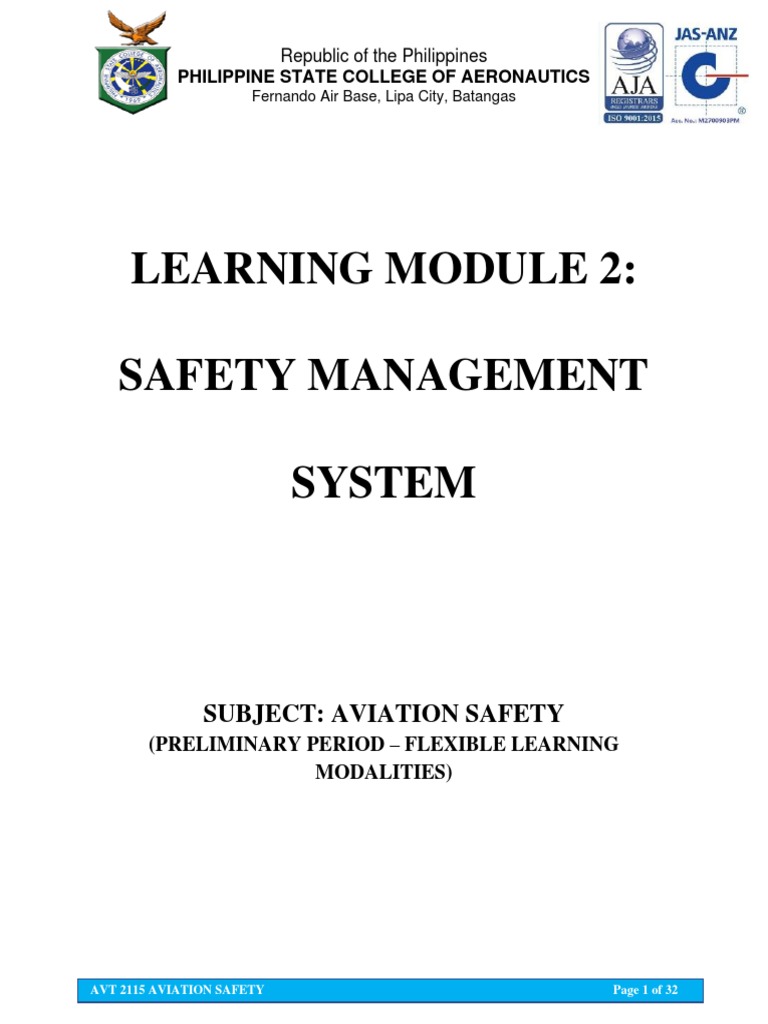Aviation Safety Learning Module on Safety Management Systems | PDF ...