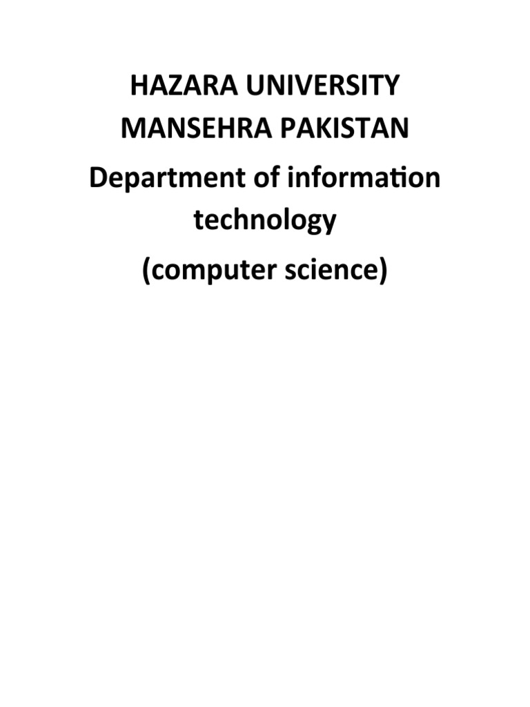 Hazara University Mansehra Pakistan Department of Information ...